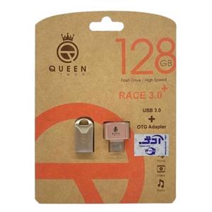 قیمت و خرید فلش QUEEN TECH USB3.0 مدل +RACE ظرفیت 128 گیگابایت به همراه تبدیل OTG MICRO