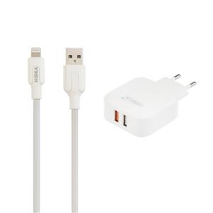 قیمت و خرید شارژر دیواری هیسکا مدل H-111Q به همراه کابل تبدیل لایتنینگ