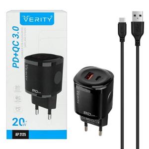 قیمت و خرید شارژر دیواری وریتی مدل AP-2125 به همراه کابل تبدیل USB-C