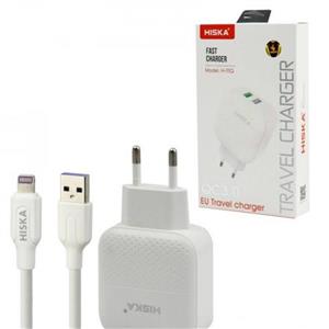 قیمت و خرید شارژر دیواری 2 پورت + کابل آیفون 1 متر هیسکا (HISKA) مدل H-111Q\n\n