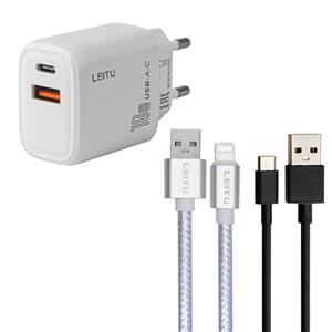 قیمت و خرید شارژر دیواری لیتو مدل LH-23 18W به همراه کابل تبدیل لایتنینگ / USB-C