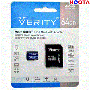 قیمت و خرید رم میکرو ۶۴ گیگ وریتی Verity U3 C10 80MB/s + خشاب