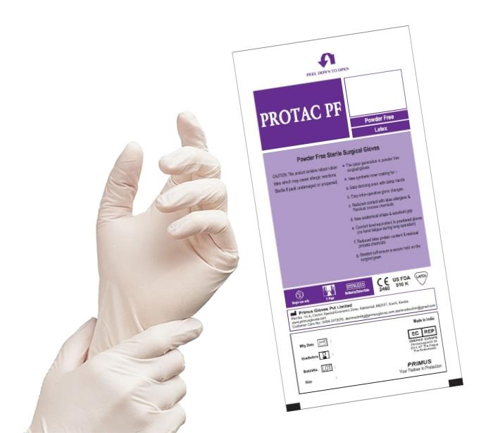 قیمت و خرید دستکش جراحی لاتکس بدون پودر Primus Gloves - Protac PF 7.5