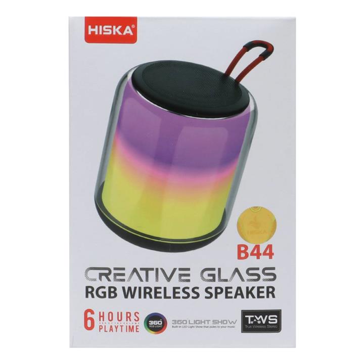 قیمت و خرید اسپیکر شیشه ای شارژی قابل حمل RGB مدل HISKA B44 آکبند