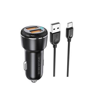 قیمت و خرید شارژر فندکی بروفون مدل BZ17 QC3.0 18W به همراه کابل تبدیل USB-C