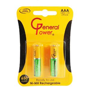 قیمت و خرید باتری نیم قلمی AAA شارژی General Power (GP) مدل 650 mAh
