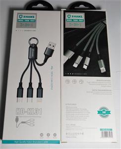 قیمت و خرید کابل شارژ سه کاره X-hanz مدل HD-KL31 15 سانتی متر