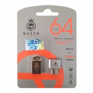 قیمت و خرید فلش QUEEN TECH مدل +FACT C ظرفیت 64 گیگابایت به همراه تبدیل OTG TYPE-C