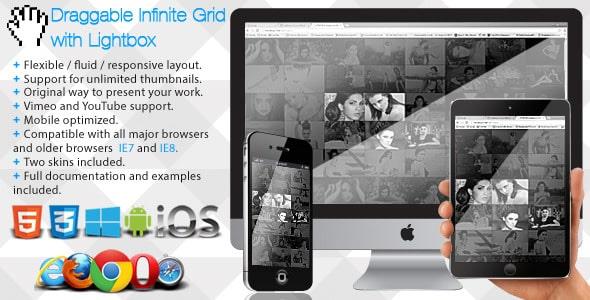 قیمت و خرید دانلود اسکریپت لایت باکس Draggable Infinite Grid with Lightbox