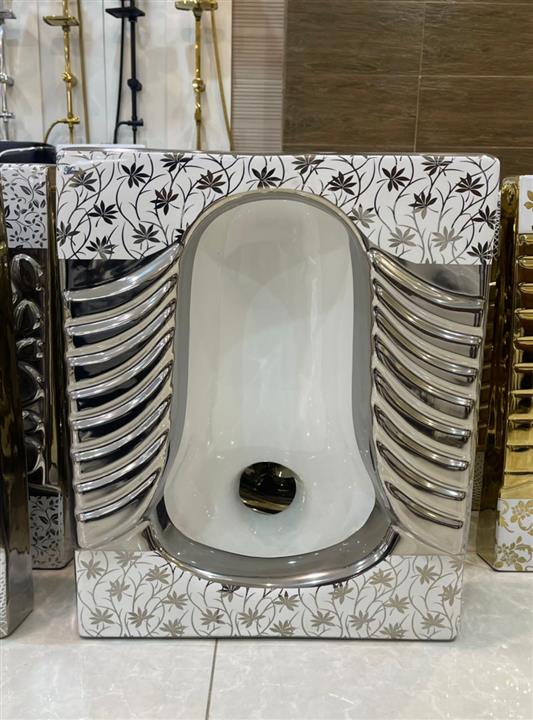 قیمت و خرید توالت زمینی لوکس سفید نقره ای کد 89765