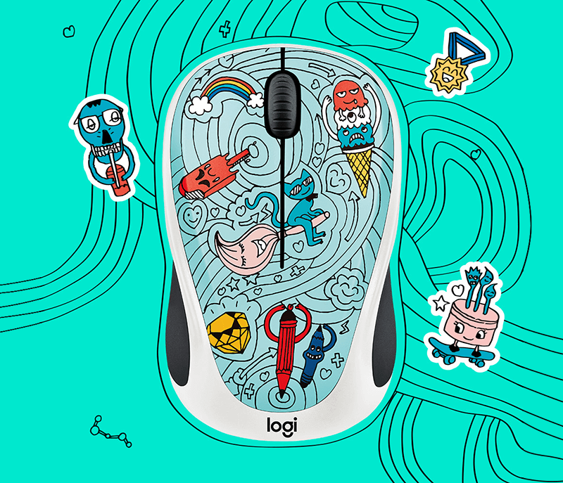 قیمت و خرید ماوس بیسیم لاجیتک سری Doodle مدل Bae-Bee Blue Logitech ...